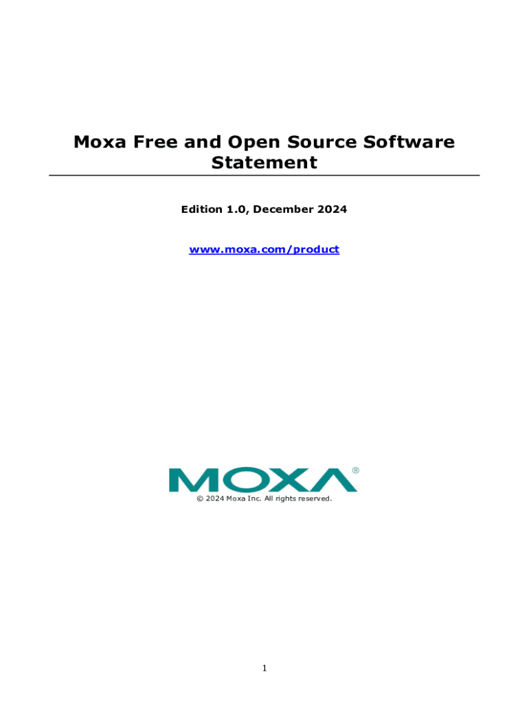 Fillable Online Moxa Free and Open Source Software Statement Fax Email ...