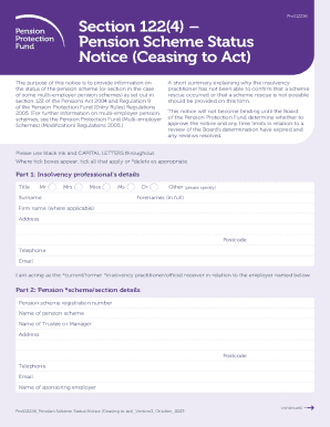 Fillable Online Pension Scheme Status Notice (ceasing to Act) Fax Email ...
