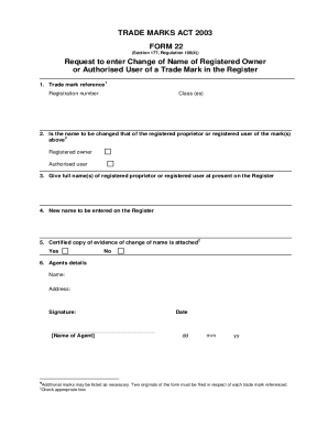 Fillable Online Request to Enter Change of Name of Registered Owner or Authorised User of a ...