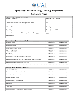 Fillable Online Anaesthesiology Training Reference Fax Email Print ...