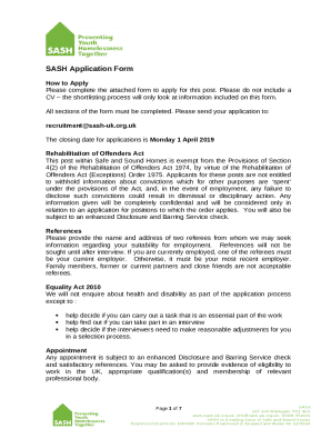 Sash Application Doc Template | pdfFiller