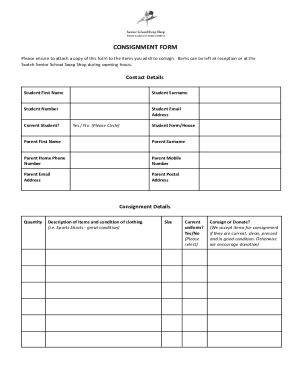 Fillable Online Scotch Senior School Consignment Form Fax Email Print ...