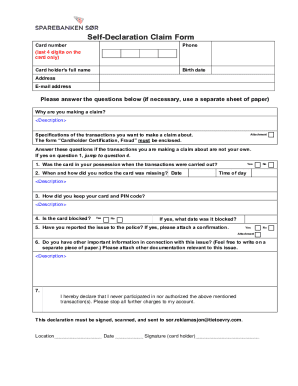Fillable Online Self-declaration Claim Form Fax Email Print - pdfFiller