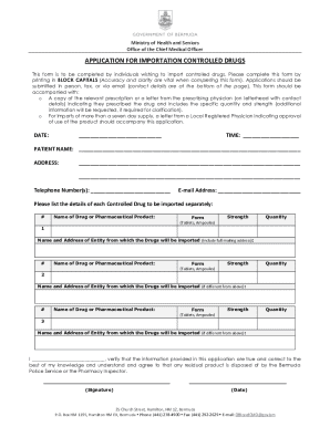 Fillable Online Application for Importation Controlled Drugs Fax Email Print - pdfFiller