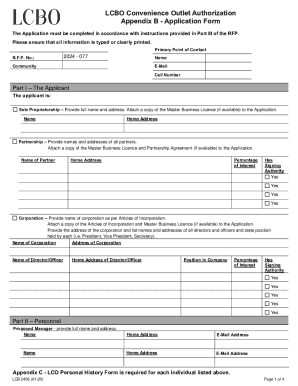Fillable Online Lcbo Convenience Outlet Authorization Application Form ...