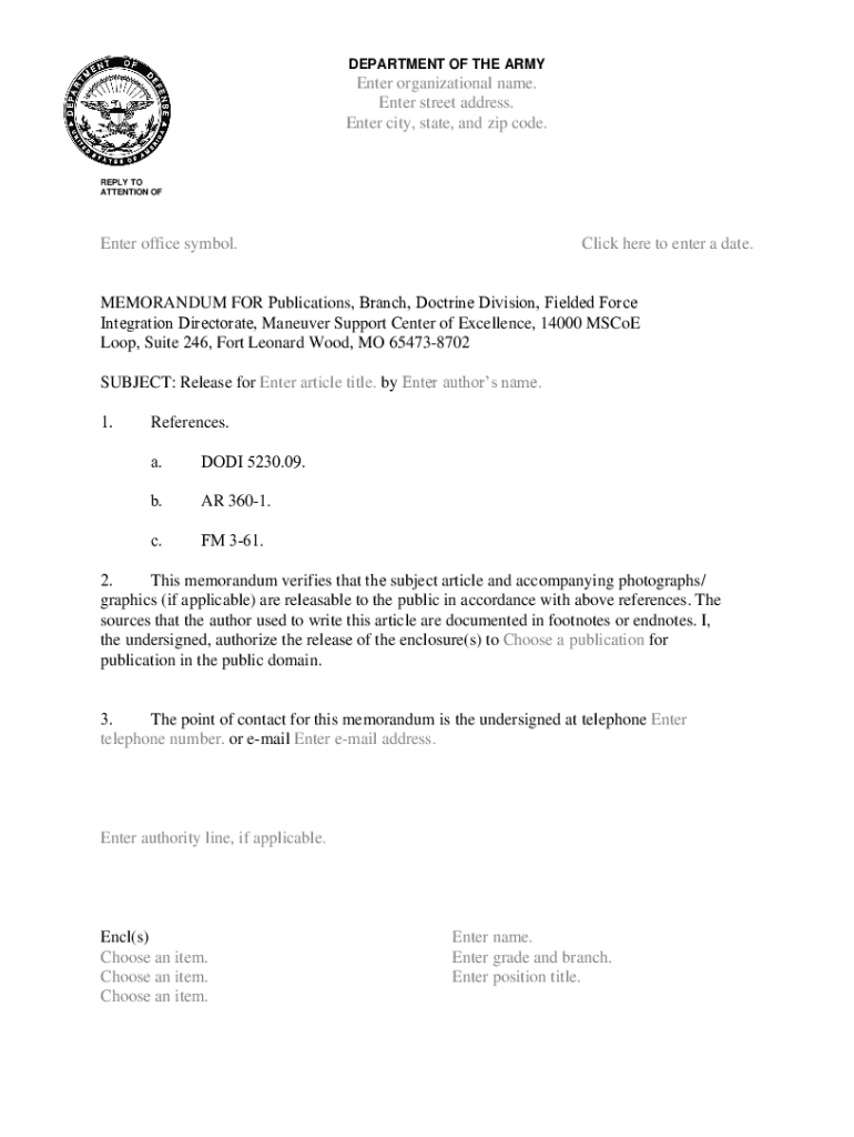 Fillable Online OFFICE SYMBOL Date MEMORANDUM THRU ... Fax Email Print ...