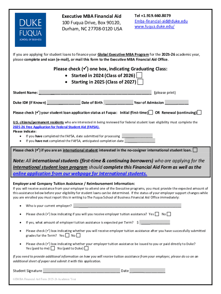 Fillable Online Executive Mba Financial Aid Fax Email Print - pdfFiller