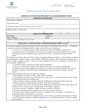 Fillable Online Home Occupation Supplemental Registration Fax Email ...