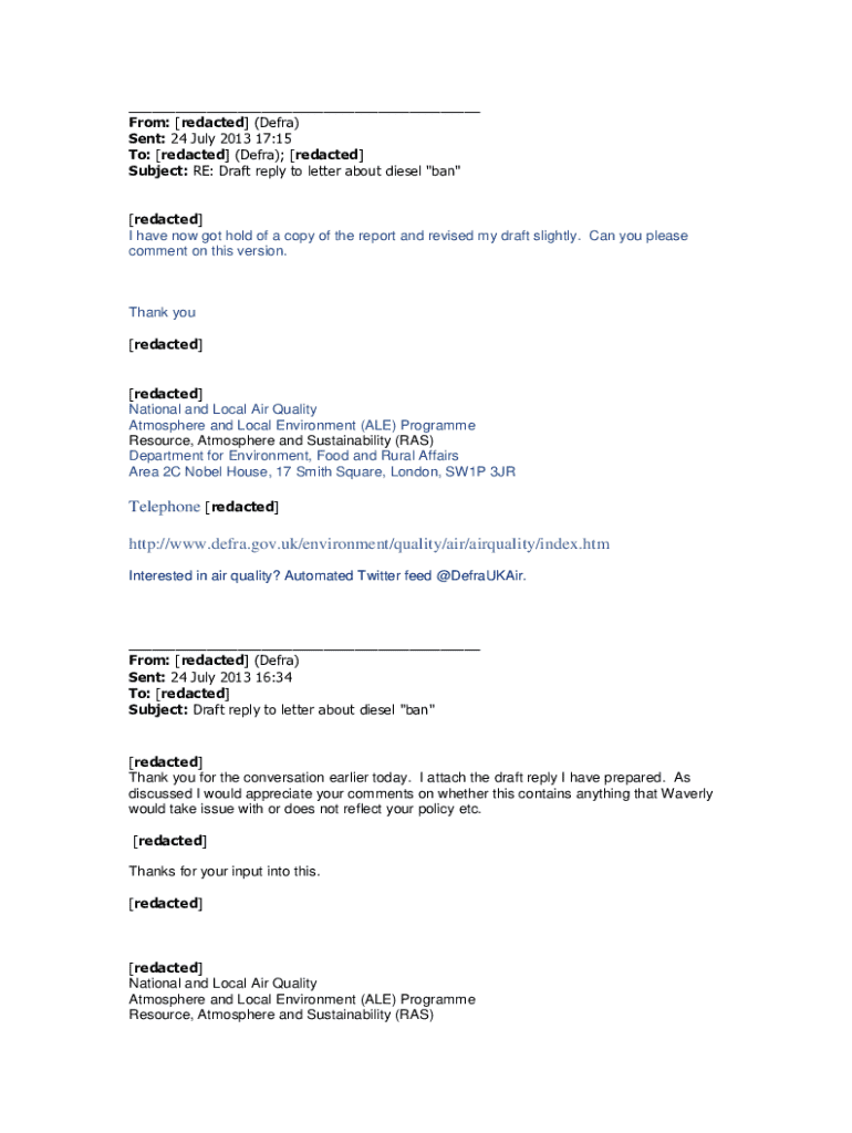 Fillable Online From: redacted (Defra) Fax Email Print - pdfFiller