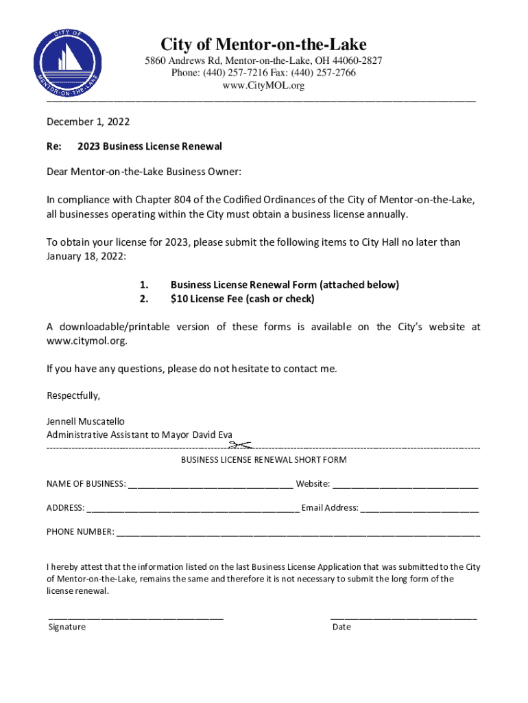 Fillable Online 2023 Business License Renewal Fax Email Print - pdfFiller