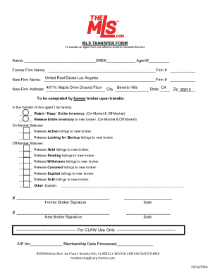 Fillable Online Mls Agent Transfer Form Fax Email Print - pdfFiller