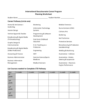 Fillable Online Ib Career Program Planning Worksheet Fax Email Print ...