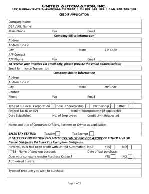 Fillable Online Credit Application Fax Email Print - pdfFiller