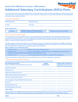 Fillable Online Additional Voluntary Contributions (avcs) Form Fax ...