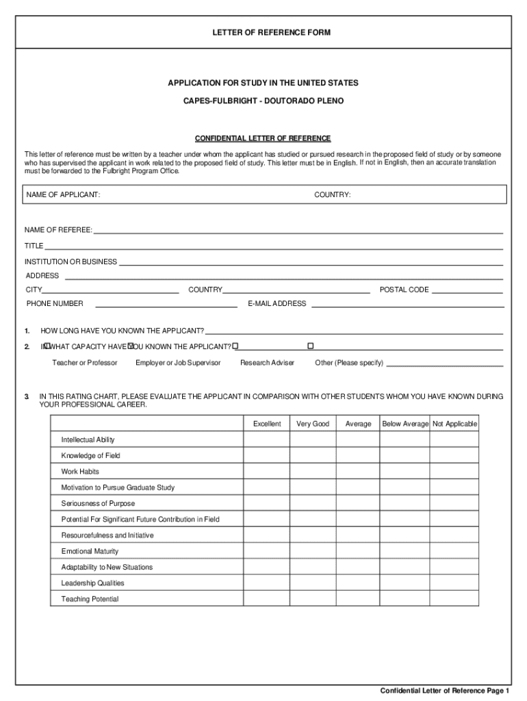 Fillable Online Confidential Letter of Reference Fax Email Print - pdfFiller