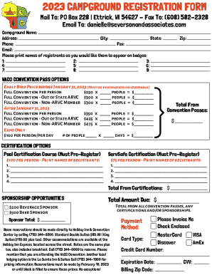 Fillable Online 2023 Campground Registration Form Fax Email Print ...