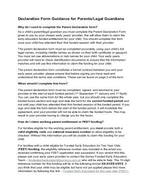 Fillable Online Declaration Form Guidance for Parents/legal Guardians ...