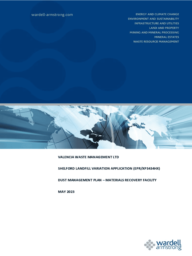 Fillable Online Dust Management Plan – Materials Recovery Facility Fax ...