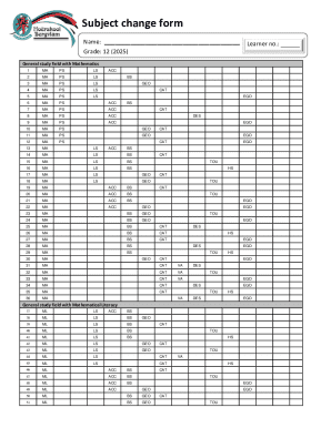 Fillable Online Subject Change Form for Grade 12 Students Fax Email ...