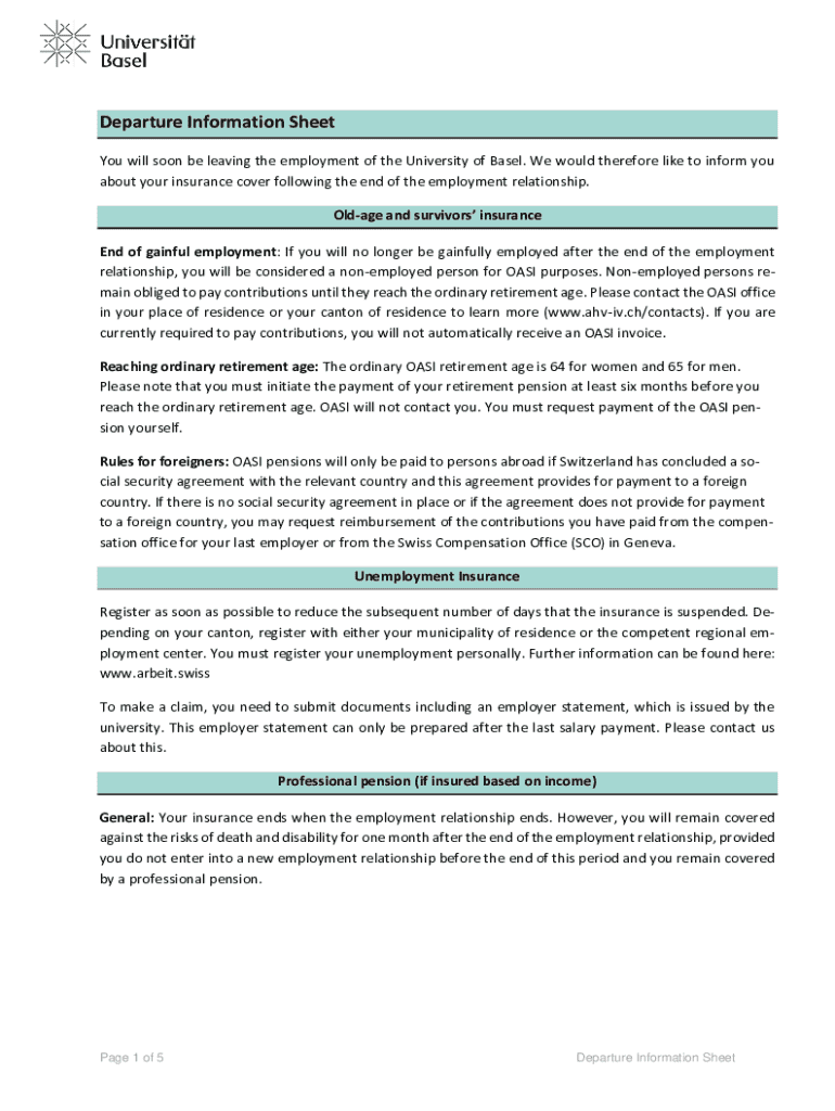 Fillable Online Departure Information Sheet Fax Email Print - pdfFiller