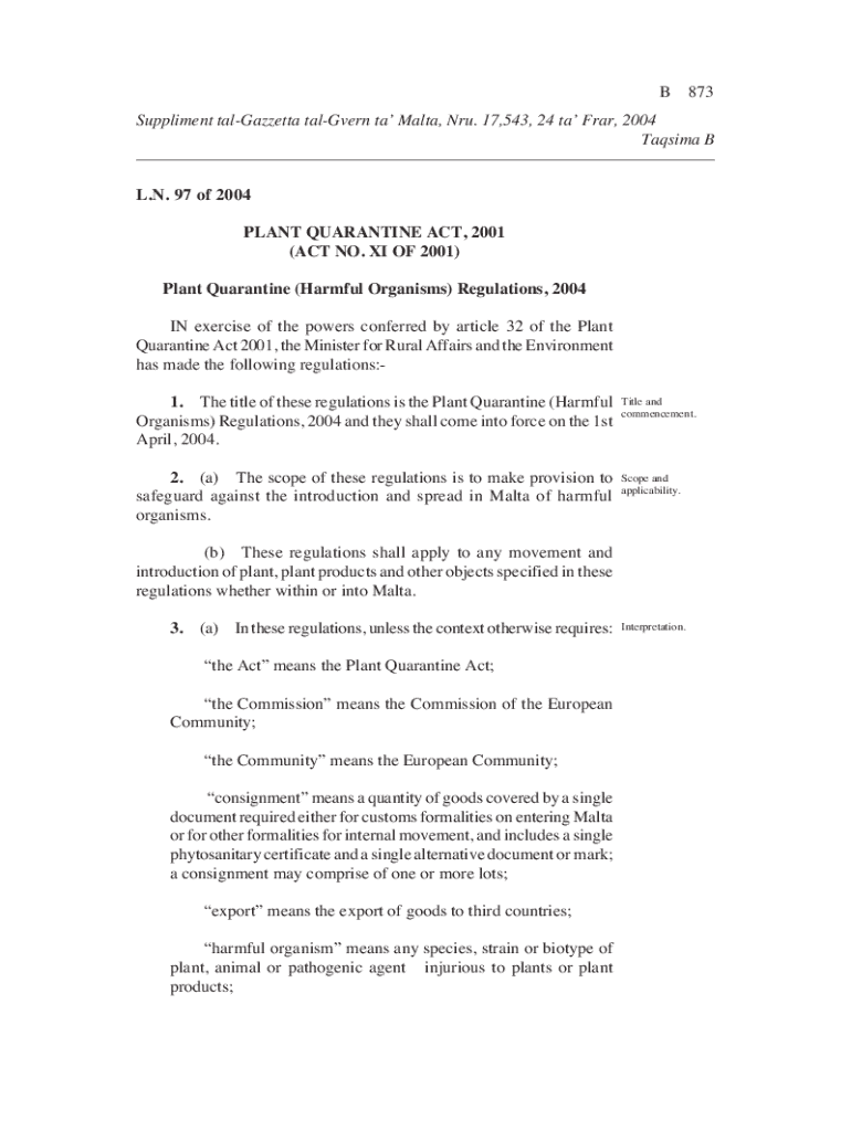 Fillable Online Plant Quarantine Act, 2001 Fax Email Print - pdfFiller