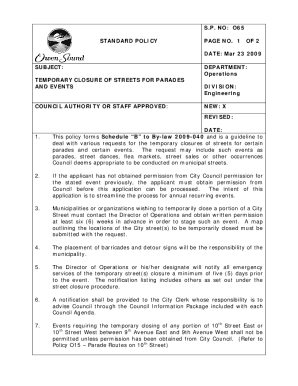 Fillable Online Temporary Closure of Streets for Parades and Events Fax ...