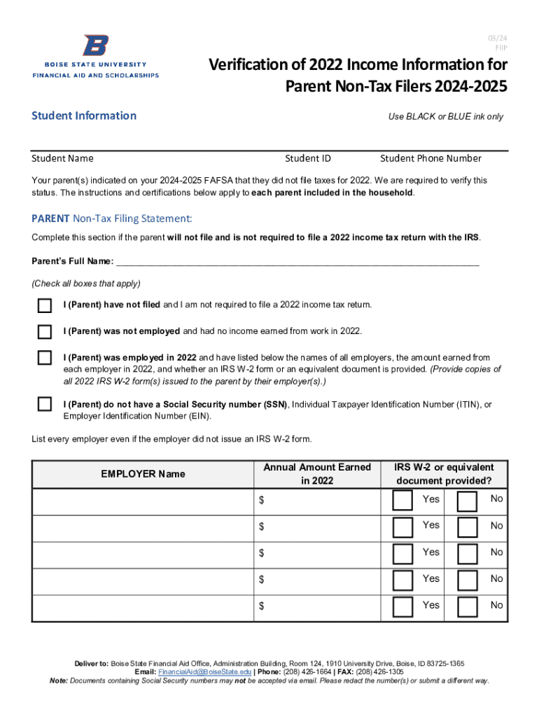 Fillable Online Parent Non-tax Filers, 2024-2025 Fax Email Print ...