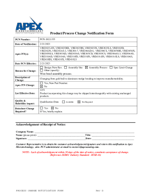 Fillable Online Process Change Notification Fax Email Print - pdfFiller