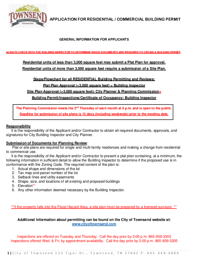 Fillable Online Application for Residential / Commercial Building Permit Fax Email Print - pdfFiller