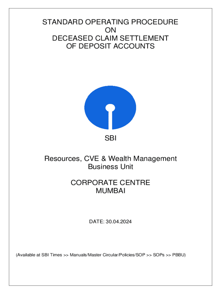 Fillable Online Deceased Claim Settlement Sop Fax Email Print - pdfFiller