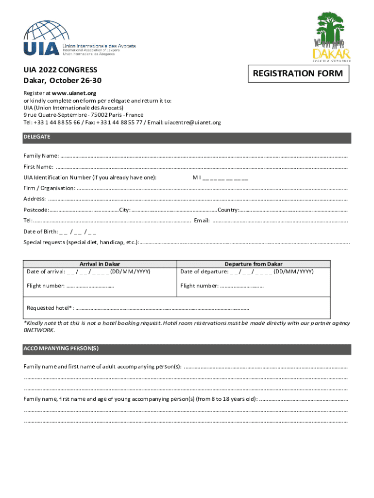 Fillable Online Uia 2022 Congress Registration Fax Email Print - pdfFiller
