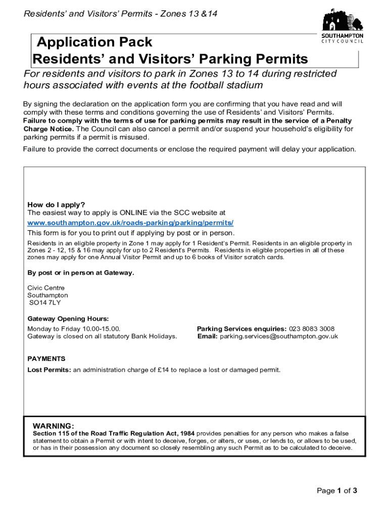 Fillable Online Visitor parking permits for residents and their ...