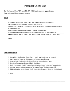 Fillable Online Passport Application Checklist Fax Email Print - pdfFiller