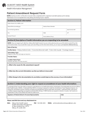 Fillable Online Health Information Management - Patient Amendment ...