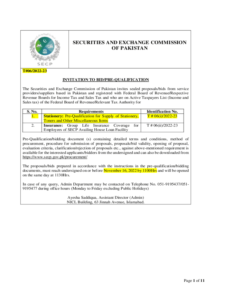 Fillable Online Invitation to Bid/pre-qualification Fax Email Print - pdfFiller