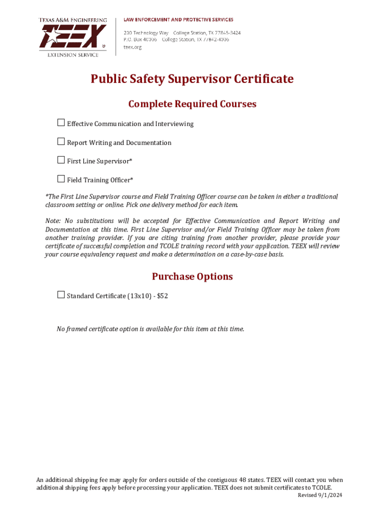 Fillable Online Public Safety Supervisor Certificate Fax Email Print ...