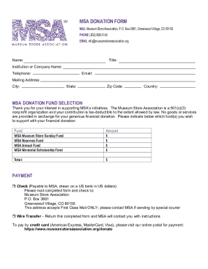 Fillable Online Msa Donation Form Fax Email Print - pdfFiller