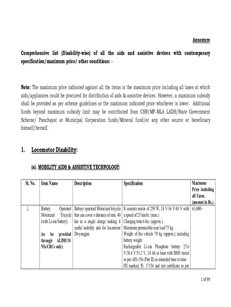 Fillable Online Comprehensive List of Aids and Assistive Devices Fax Email Print - pdfFiller