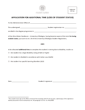 Fillable Online Application for Additional Time Due to Disability Fax ...