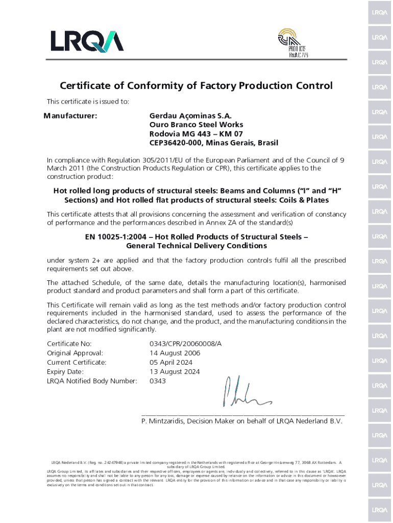 Fillable Online Fillable Online Certificate of conformity of the factory production Fax Email ...