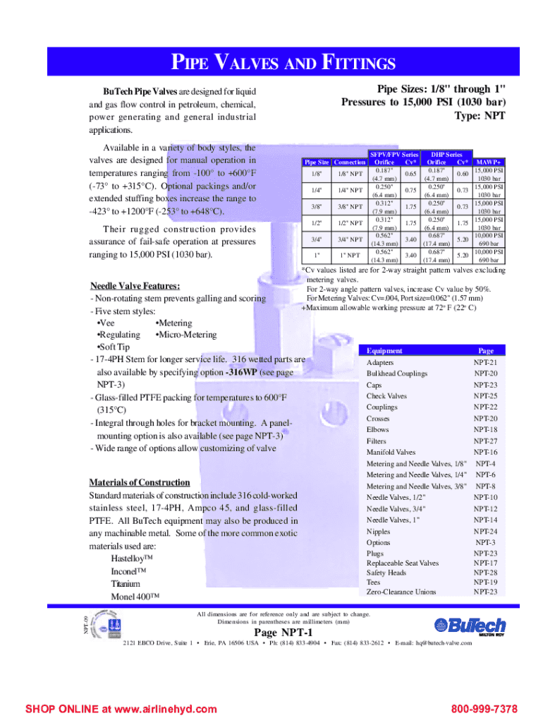 Fillable Online PIPE VALVES AND FITTINGS Fax Email Print - pdfFiller