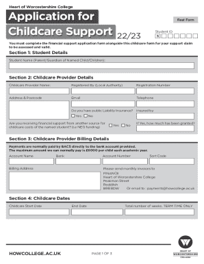 Fillable Online Application for Childcare Support Fax Email Print ...