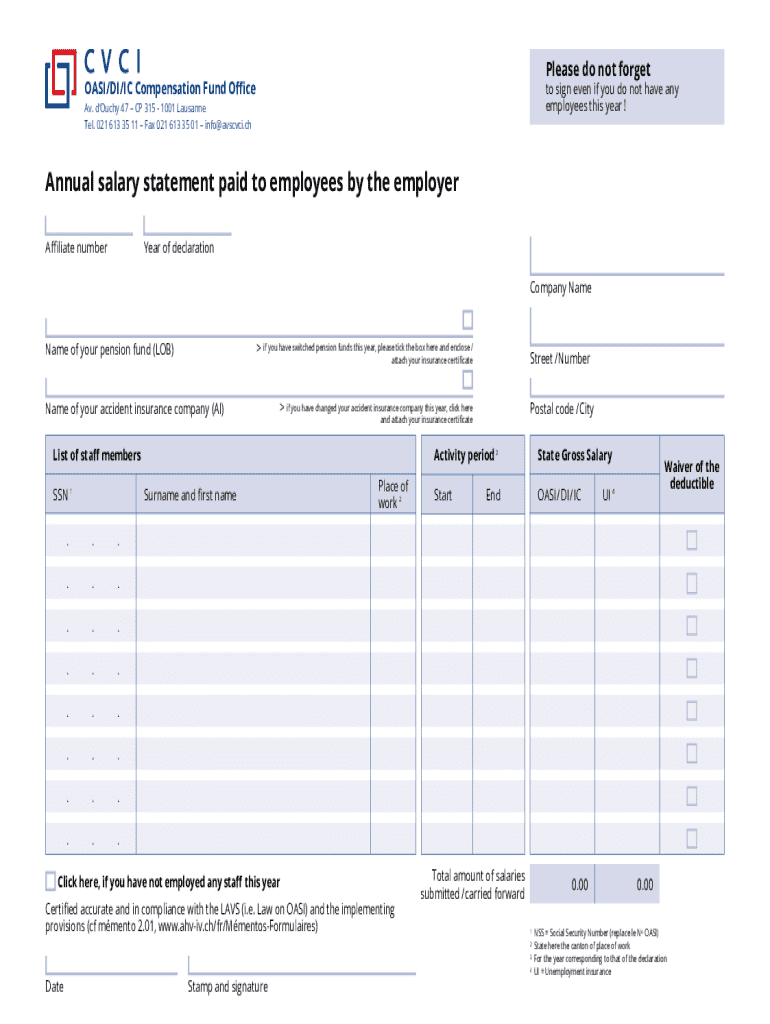 Fillable Online Non-employed contributions to Old-Age and Survivors ...