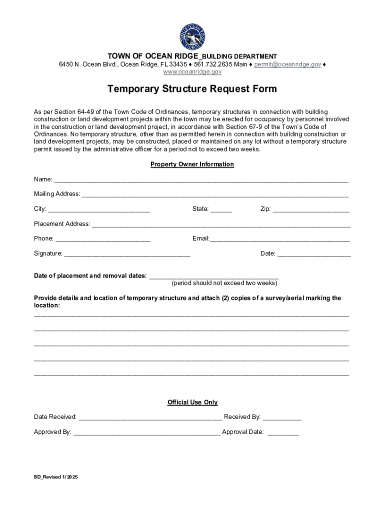Fillable Online Temporary Structure Request Fax Email Print - pdfFiller
