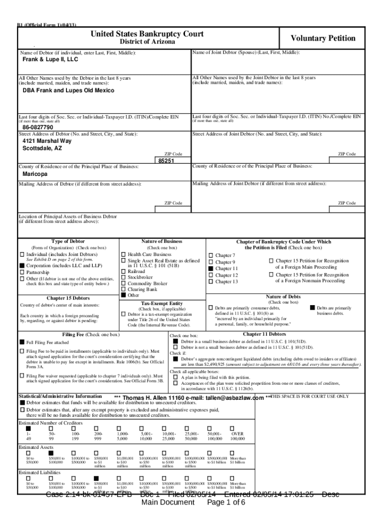 Fillable Online Voluntary Petition Fax Email Print - pdfFiller