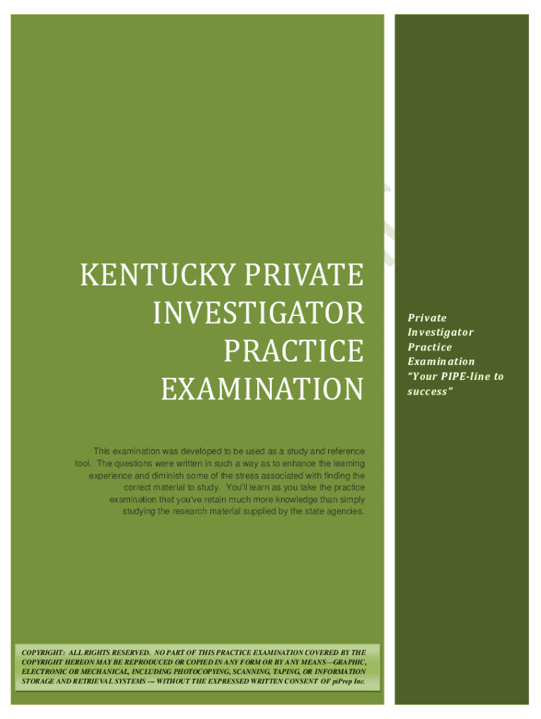 Fillable Online KENTUCKY private investigator practice examination ...