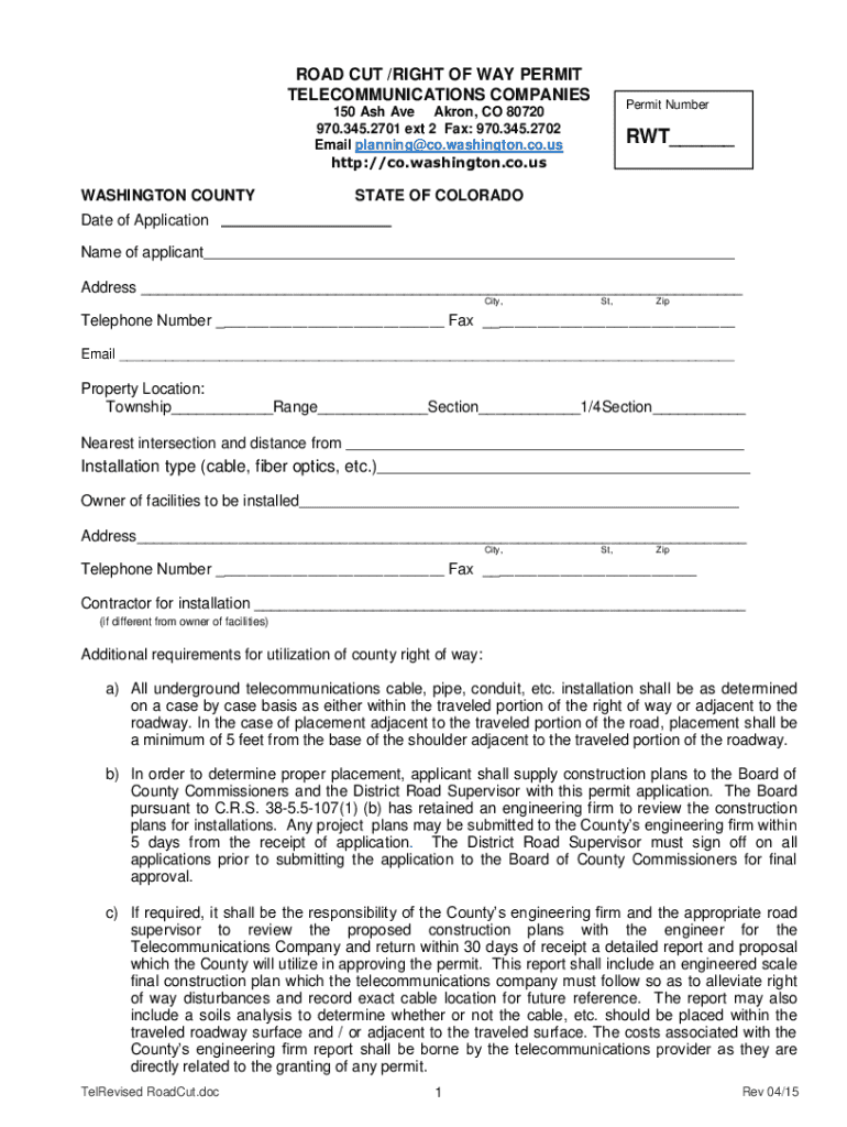 Fillable Online Telecommunications Companies Permit Application Fax Email Print - pdfFiller