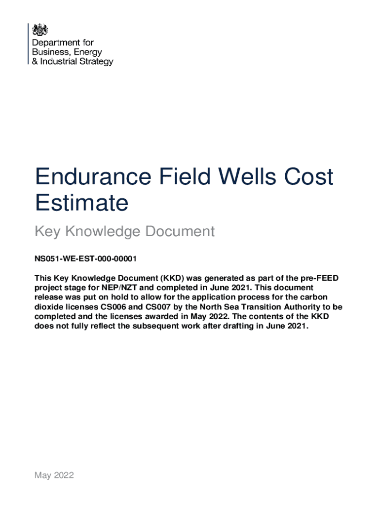 Fillable Online Endurance Field Wells Cost Estimate Fax Email Print ...