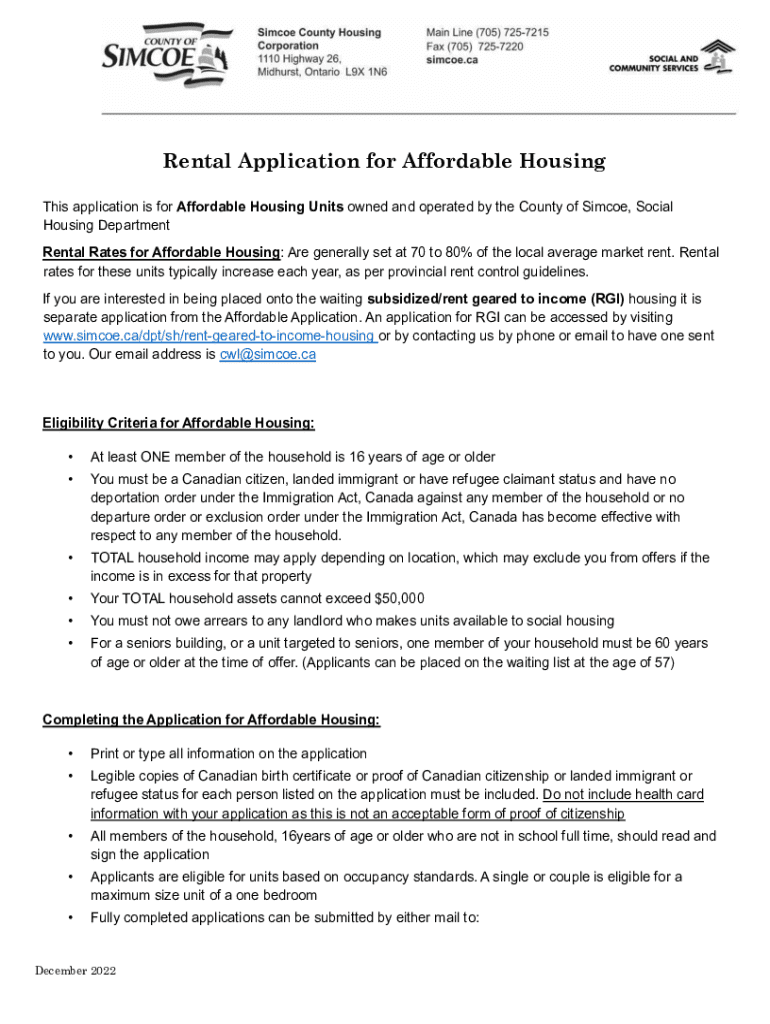 Fillable Online Rental Application for Affordable Housing Fax Email Print - pdfFiller