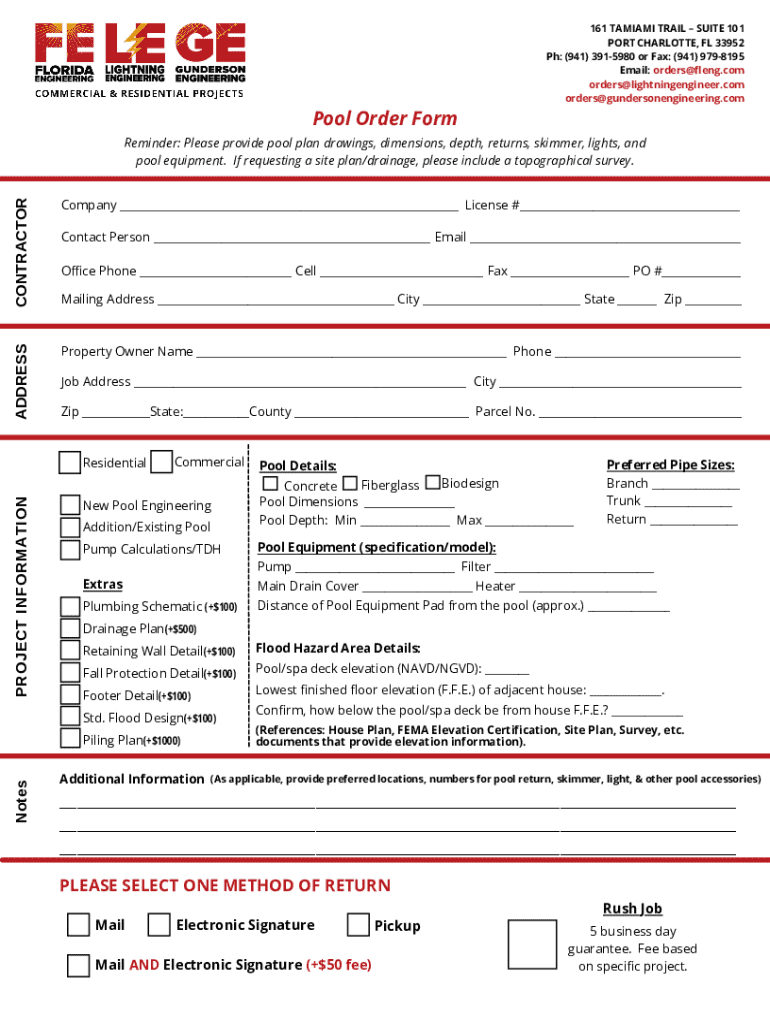 Fillable Online Pool Order Form Fax Email Print - pdfFiller